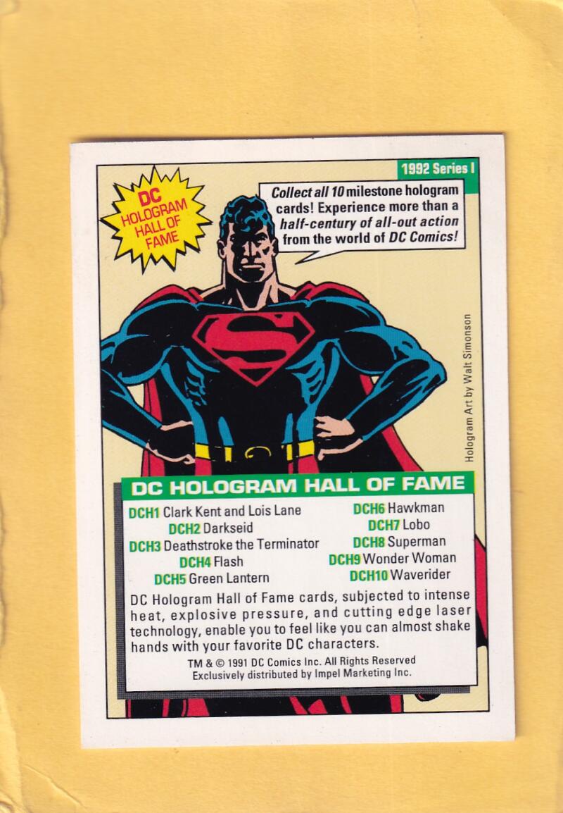 1992 Impel DC Comics Cosmic Holograms #DCH6 Hawkman Near Mint or Bette ...
