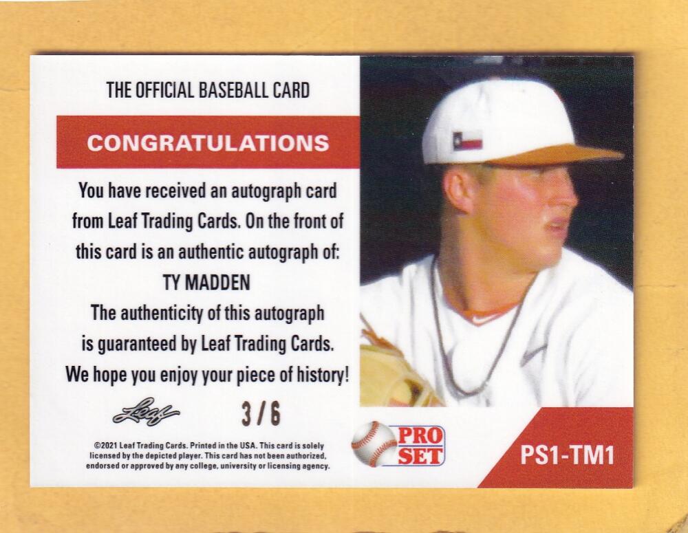 2021 Leaf Pro Set Metal '91 Red White and Blue #PS1-TM1 Ty Madden NM-M ...
