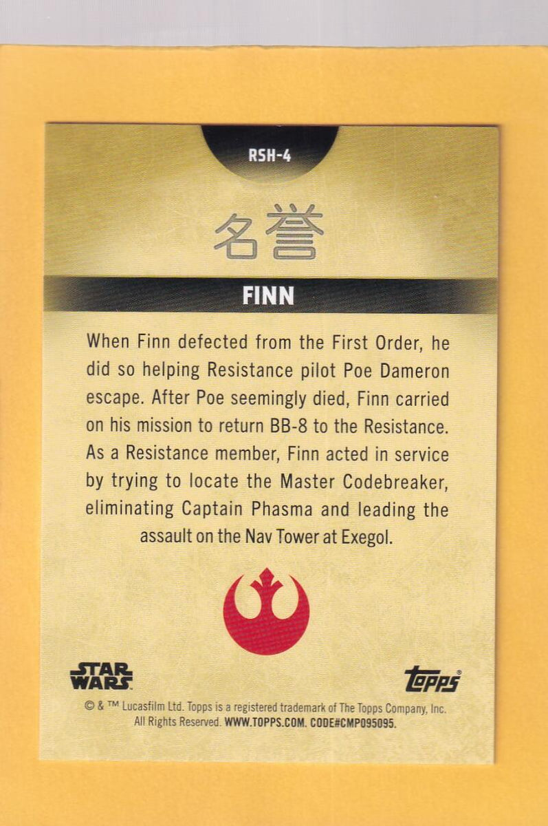 2025 Topps Star Wars Meiyo Resistance Honor Black Foil #RSH-4 Finn NM ...