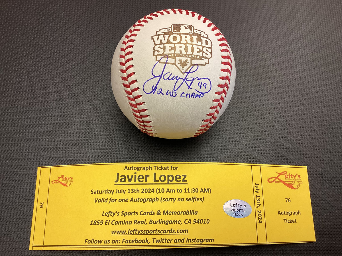 Javier Lopez "12 WS Champ" San Francisco Giants Autographed 2012 WS Ba ...